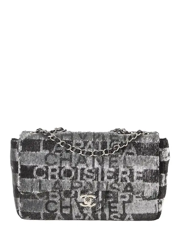 Chanel Classic Flap Sequined Shoulder Bag - Black