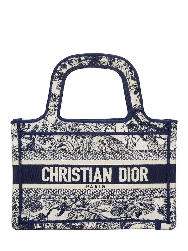 Dior Embroidered Toile De Jouy Book Tote - Navy