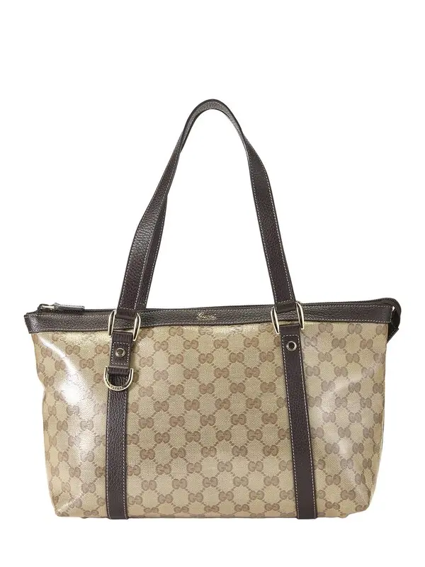 Gucci Original Gg Crystal D-ring Abbey Zip Tote - Brown
