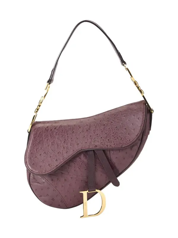 Dior Ostrich Saddle Bag - Purple