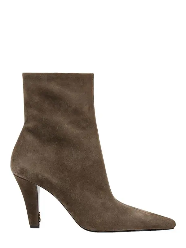 Saint Laurent 95mm Jill Suede Ankle Booties - Grey