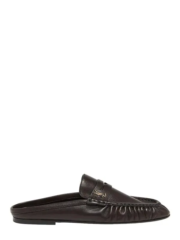 Saint Laurent Le Loafer Leather Mules - Chocolate