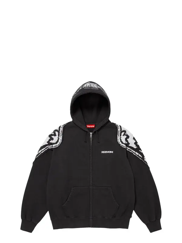 Supreme Wings Zip Up Hooded Sweatshirt - Black