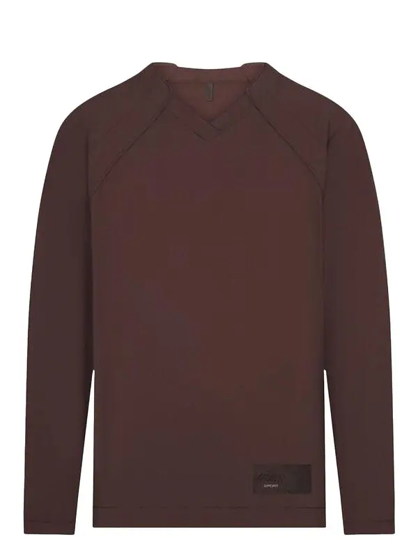 NIKESKIMS Airy V-neck Oversized Long Sleeve Top - Brown