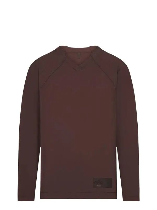 NIKESKIMS Airy V-neck Oversized Long Sleeve Top - Brown