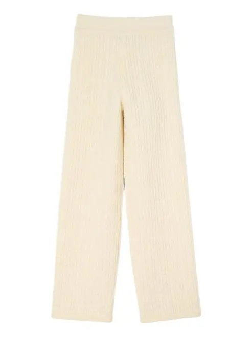 Sandro Cable-knit Wool-blend Trousers - Ecru