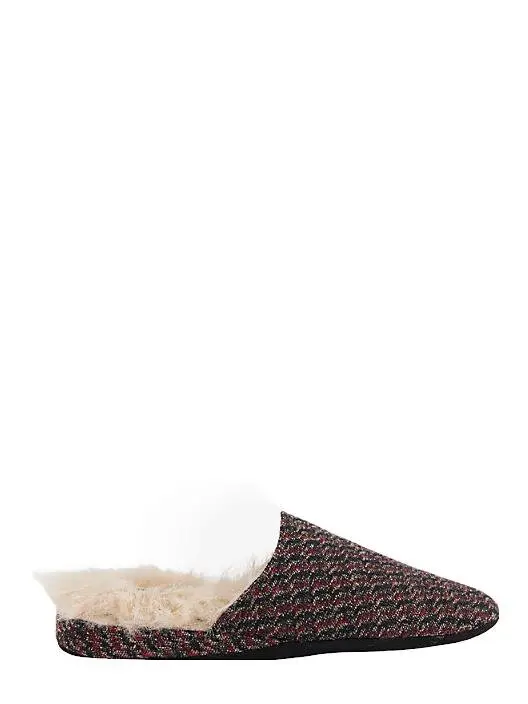 THAMES Baskerville Woven And Faux Fur Slippers - Red