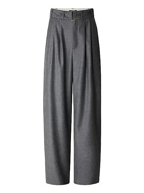 Soeur Wide-leg High-rise Wool-blend Trousers - Gris
