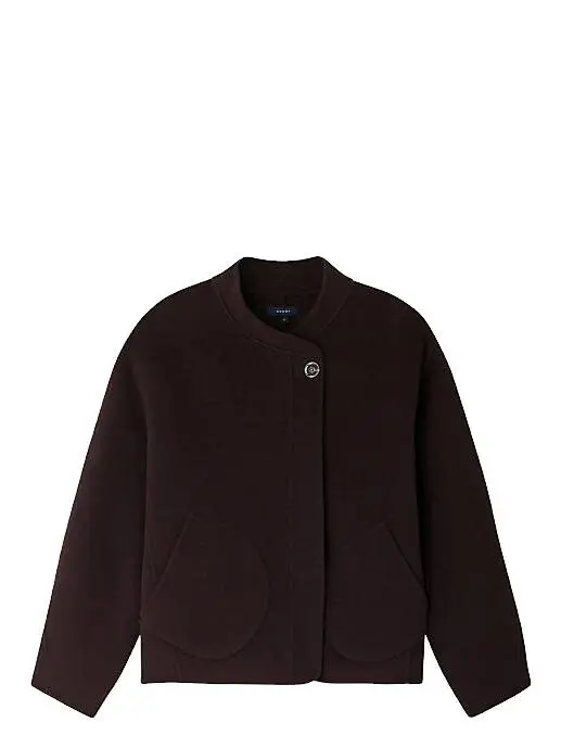 Soeur Windsor Asymmetric-collar Wool-blend Coat - Aubergine