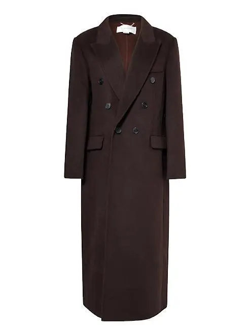 Victoria Beckham Peak-lapel Relaxed-fit Wool And Cashmere Coat - Dark Chocolate Coco