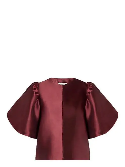 MALINA Cleo Puff-sleeve Woven Blouse - Wine