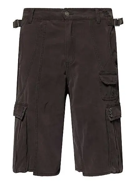 JADED LONDON Arc Studded Denim Cargo Shorts - Black