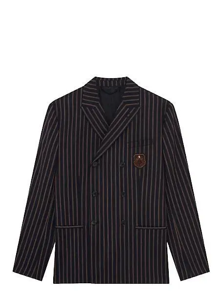 The Kooples Striped Double-breasted Wool Blazer - Blue-white-red
