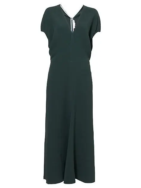 Victoria Beckham V-neck Stretch-woven Midi Dress - Dark Pine