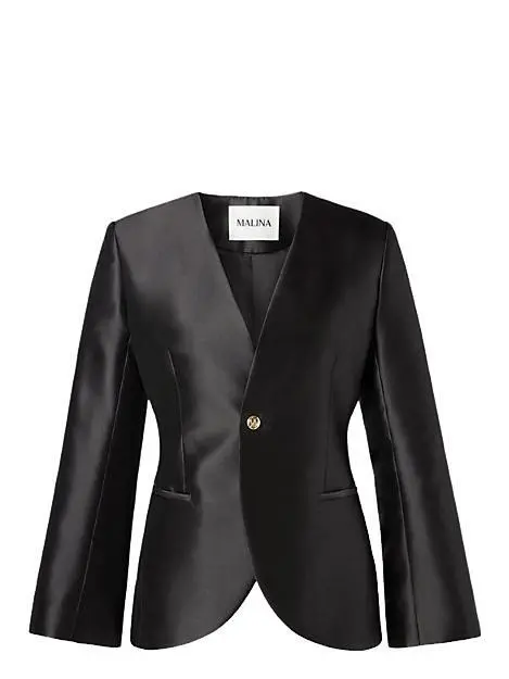 MALINA Nori Slim-fit Satin Blazer - Black