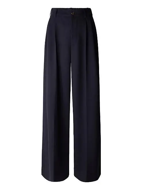 Soeur Frejus Wide-leg Wool Trousers - Bleu Nuit