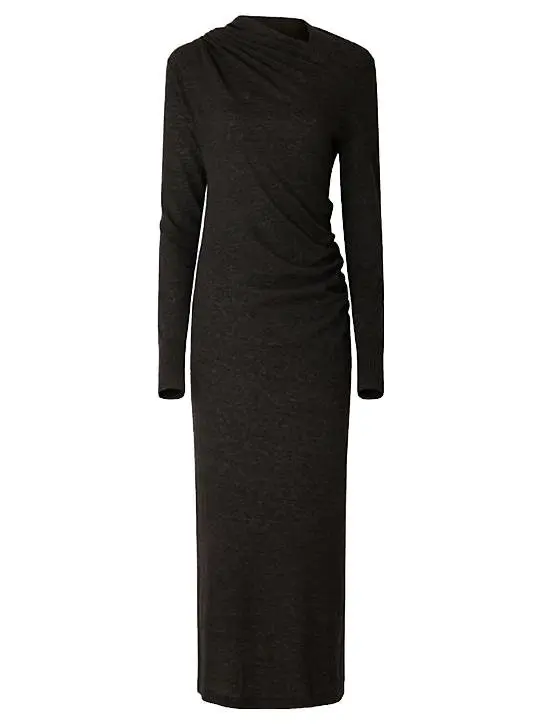 Soeur Gisee Draped-neck Knitted Midi Dress - Marron