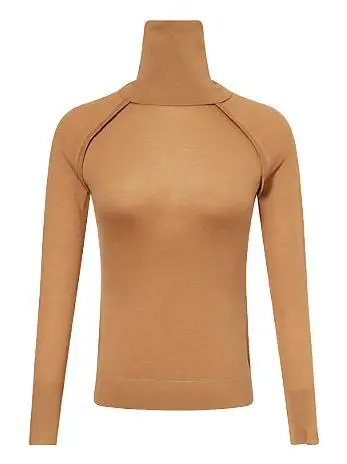 Victoria Beckham Turtleneck Wool Jumper - Camel