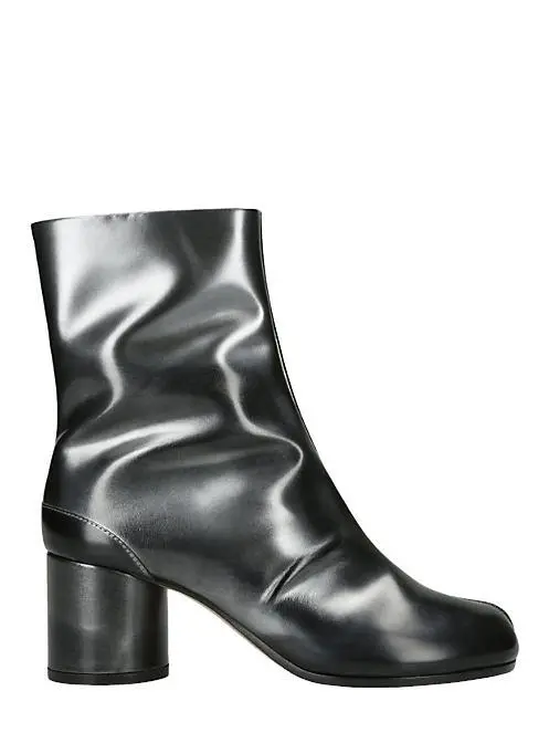 MAISON MARGIELA Tabi 60 Leather Heeled Ankle Boots - Gunmetal