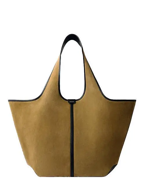 Soeur Douce Suede And Leather Tote Bag - Bronze/noir