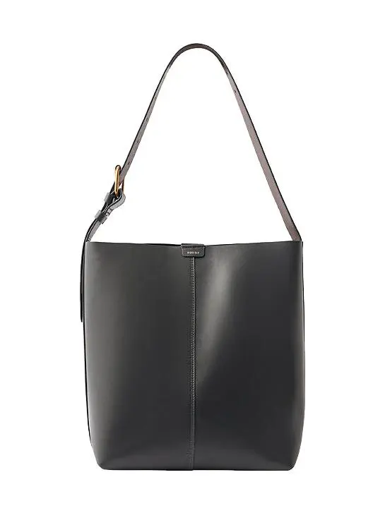 Soeur Saudade Leather Bucket Bag - Acier/chocolat