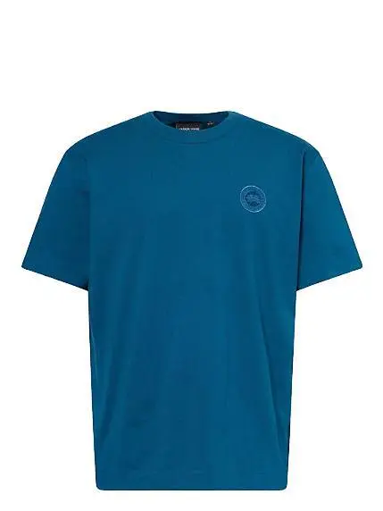 Canada Goose Gladstone Embroidered Cotton-jersey T-shirt - Guard Blue - Bleu Garde