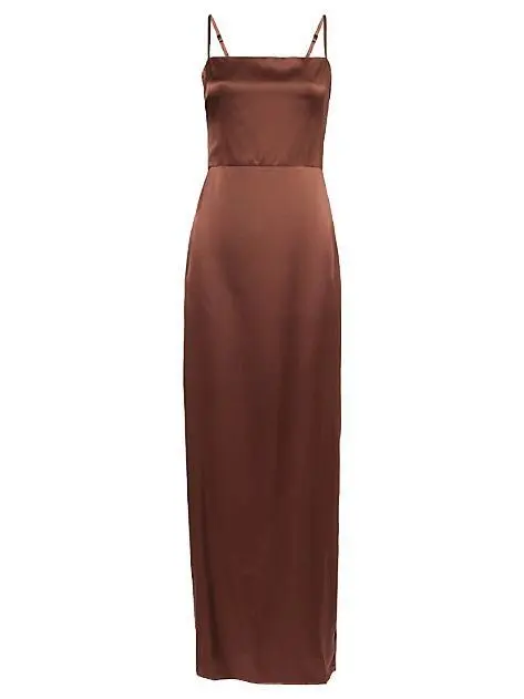 REFORMATION Frankie Silk Midi Dress - Cafe