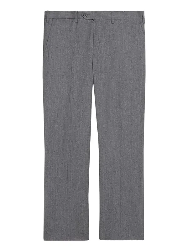 Kiton Wool And Cashmere Flat-front Formal Trousers - Gry