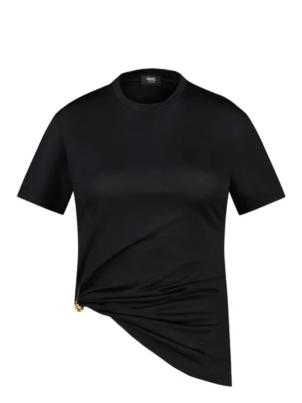 Versace Logo Cotton T-shirt - Black