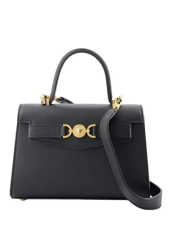 Versace Top Handle Leather Bag - Black