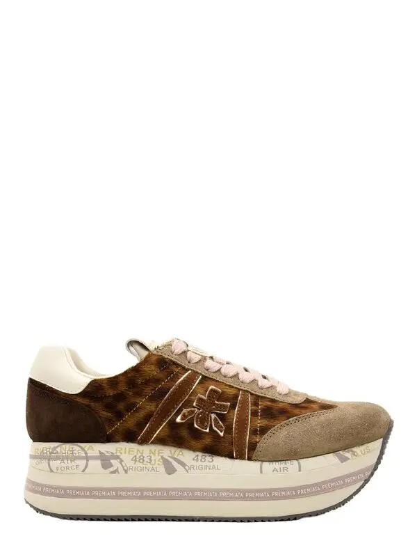 Premiata Leather And Fabric Sneakers - Animalier Leo