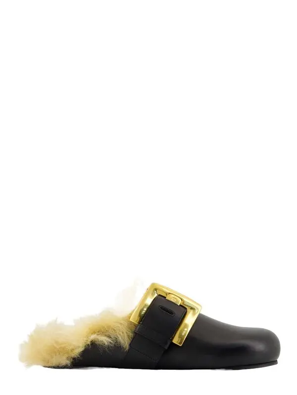 Balmain Anthem Leather Mules - Black