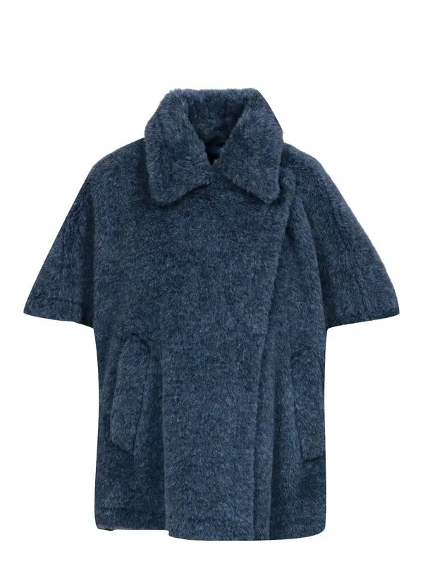 Max Mara Teddy Fabric Cape - Blue