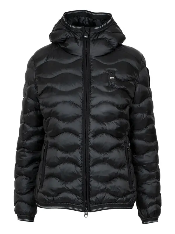 BLAUER. Shiny Technical Fabric Quilted Coat - Black