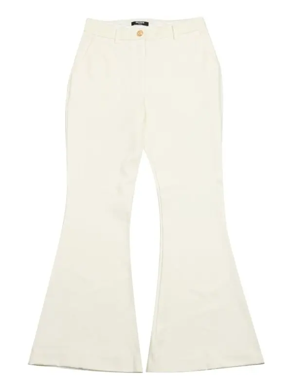 Balmain Flared Cotton Trousers - White
