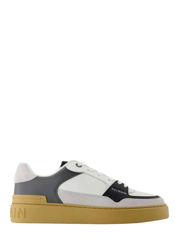 Balmain B-court Flip Leather Sneakers - Grey