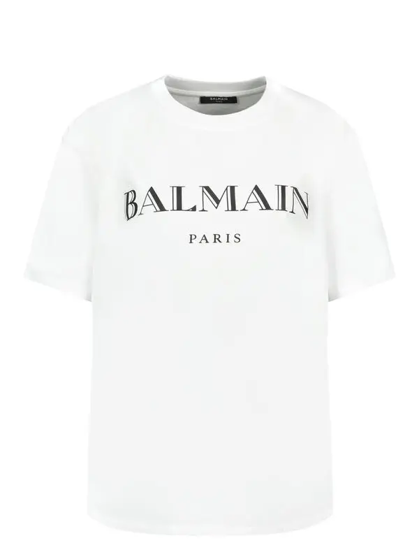 Balmain Vintage Print Relaxed Fit Cotton T-shirt - White