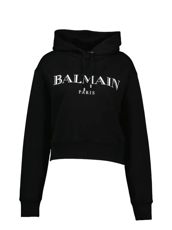 Balmain Hooded Cotton Sweatshirt - Black