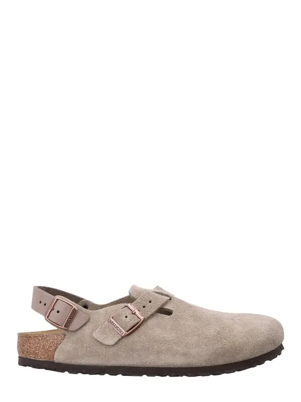 BIRKENSTOCK Tokio Nubuck Leather Mules - Beige