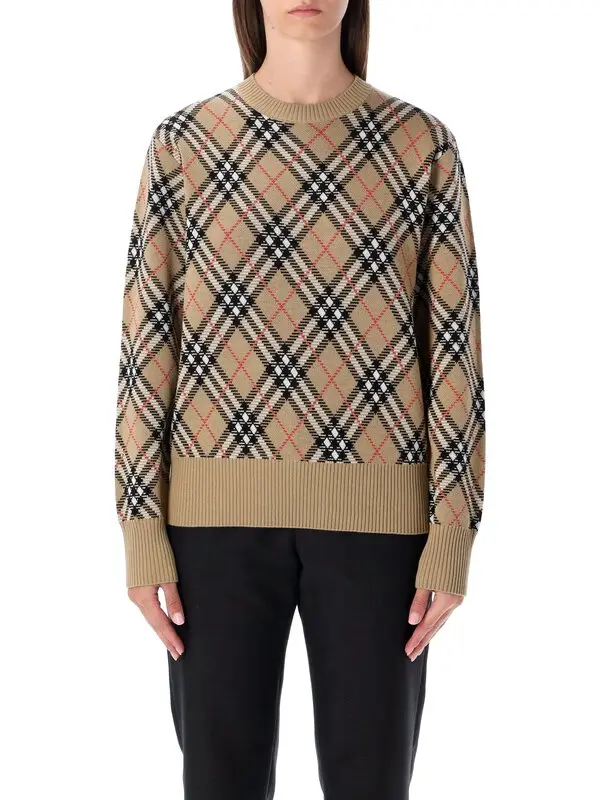Burberry Check Wool-blend Sweater - Sand Ip Check