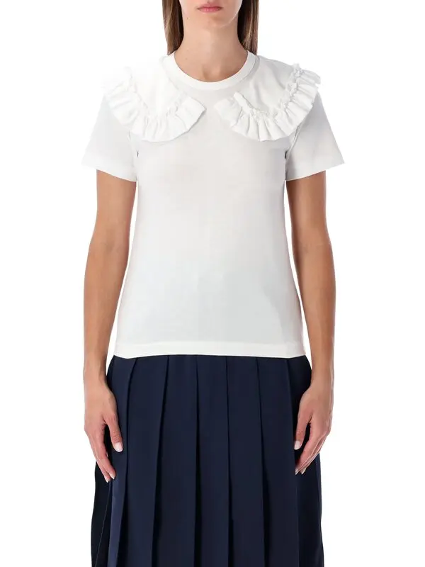 Comme Des Garçons Ruffle Collar T-shirt - White