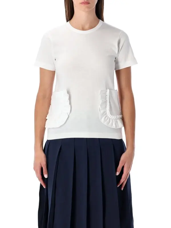 Comme Des Garçons Cotton T-shirt With Ruffle Pockets - White