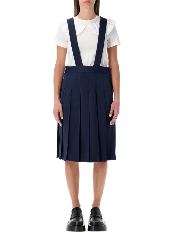 Comme Des Garçons Pleated Suspenders Skirt - Blue
