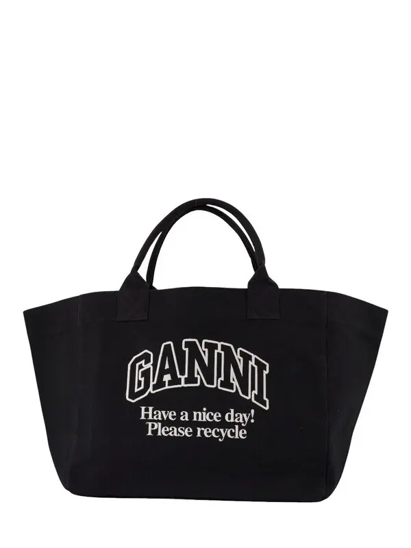 GANNI Xxl Pocket Shopper Bag - Black