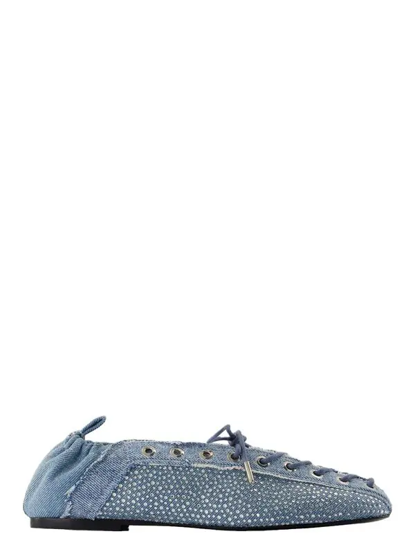 GANNI Eyelet Denim Ballerinas - Blue