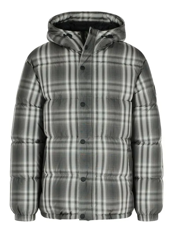 Burberry Gradient Check Hooded Down Jacket - Black
