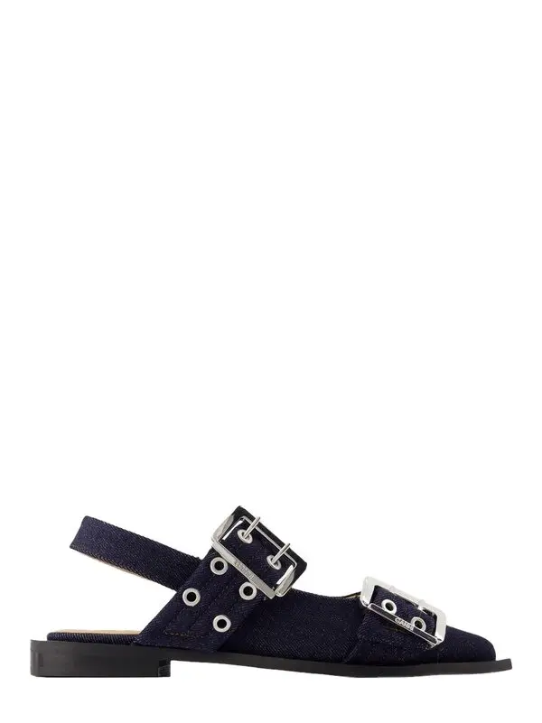 GANNI Feminine Buckle Ballerinas - Blue