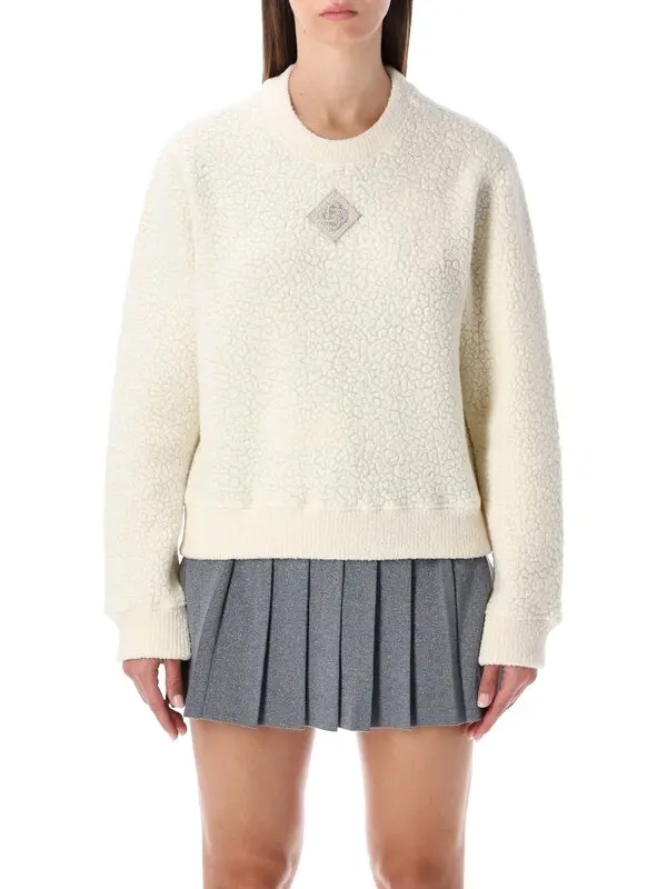 Casablanca Fleece Cashmere Blend Crewneck Sweatshirt - Beige
