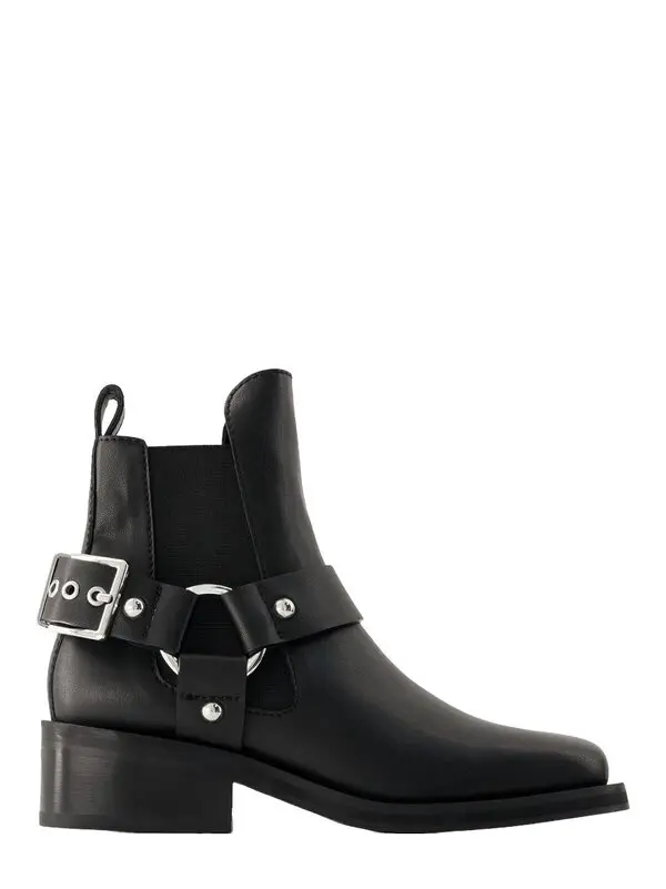 GANNI Chelsea Biker Ankle Boots - Black