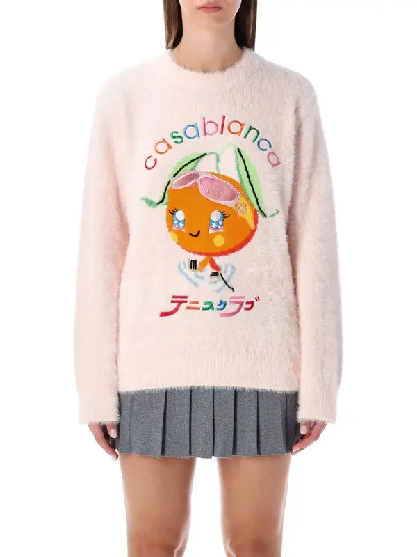 Casablanca Intarsia Knit Sweater - Pink Orange